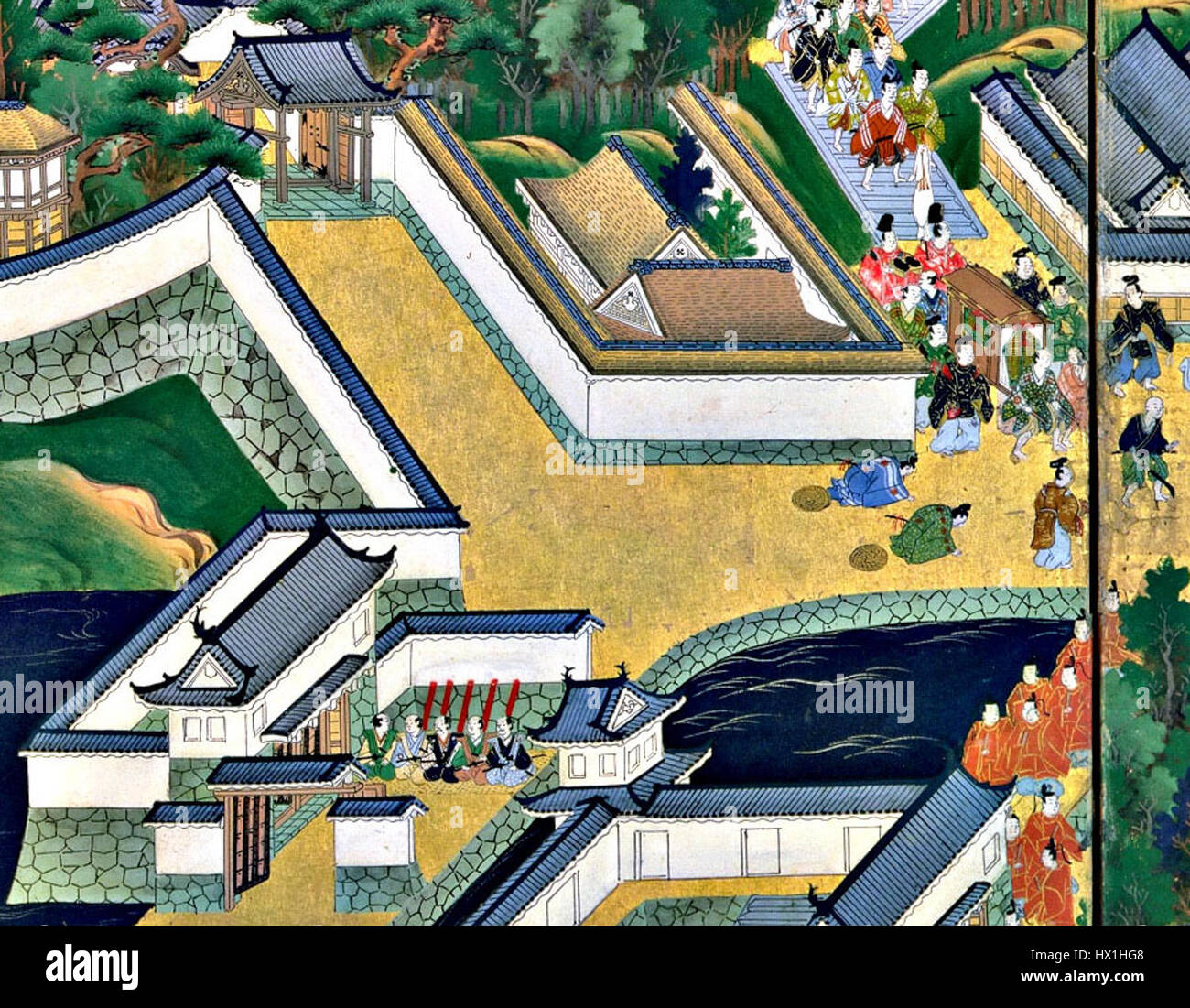 This artwork features a detailed, historical depiction from the Edo ...