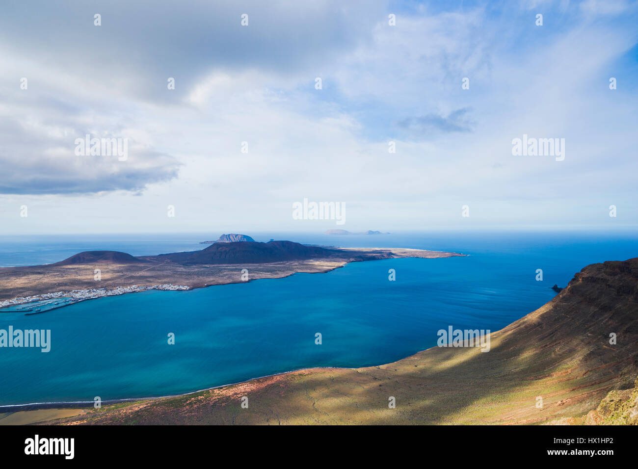 Canary island - panoramic view from Mirador del Rio to the island of ...