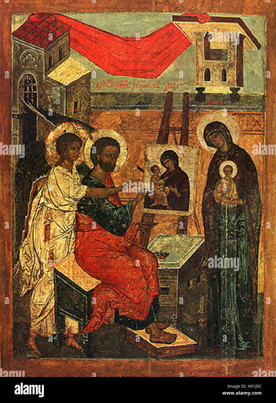 'Evangelist Luka pishustchiy ikonu' is an Orthodox icon depicting Saint Luke the Evangelist ...