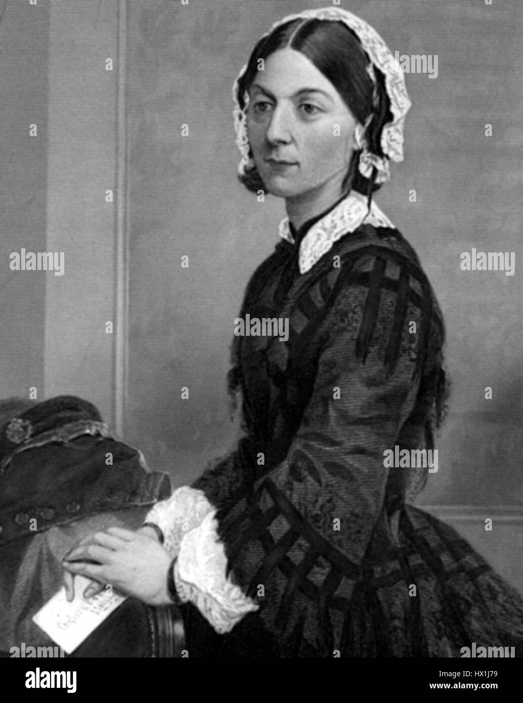 Florence Nightingale, the founder of modern nursing, is depicted in this artwork as a pioneering ...