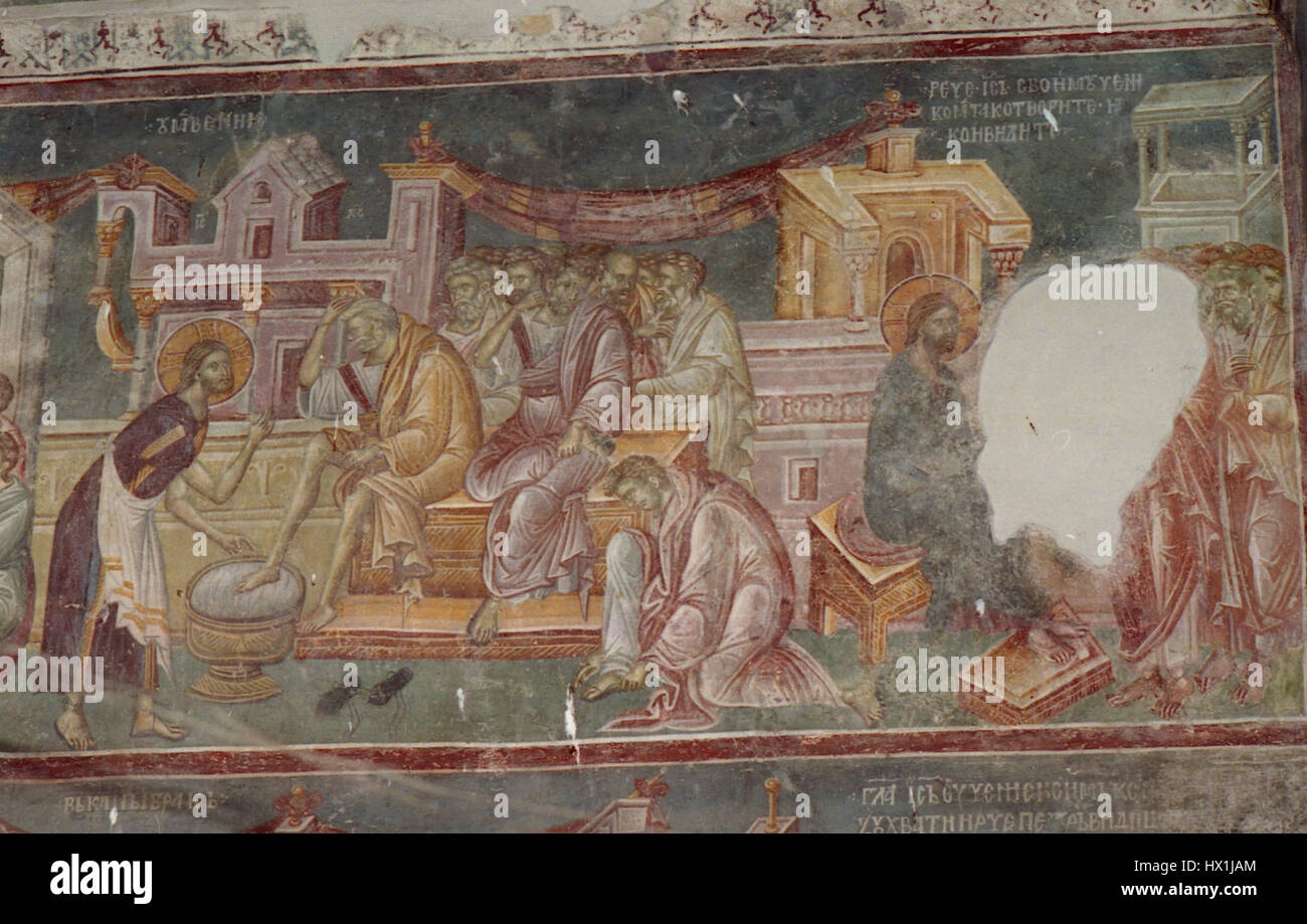 The frescos from St. Nikita Church in Banjani capture religious scenes ...