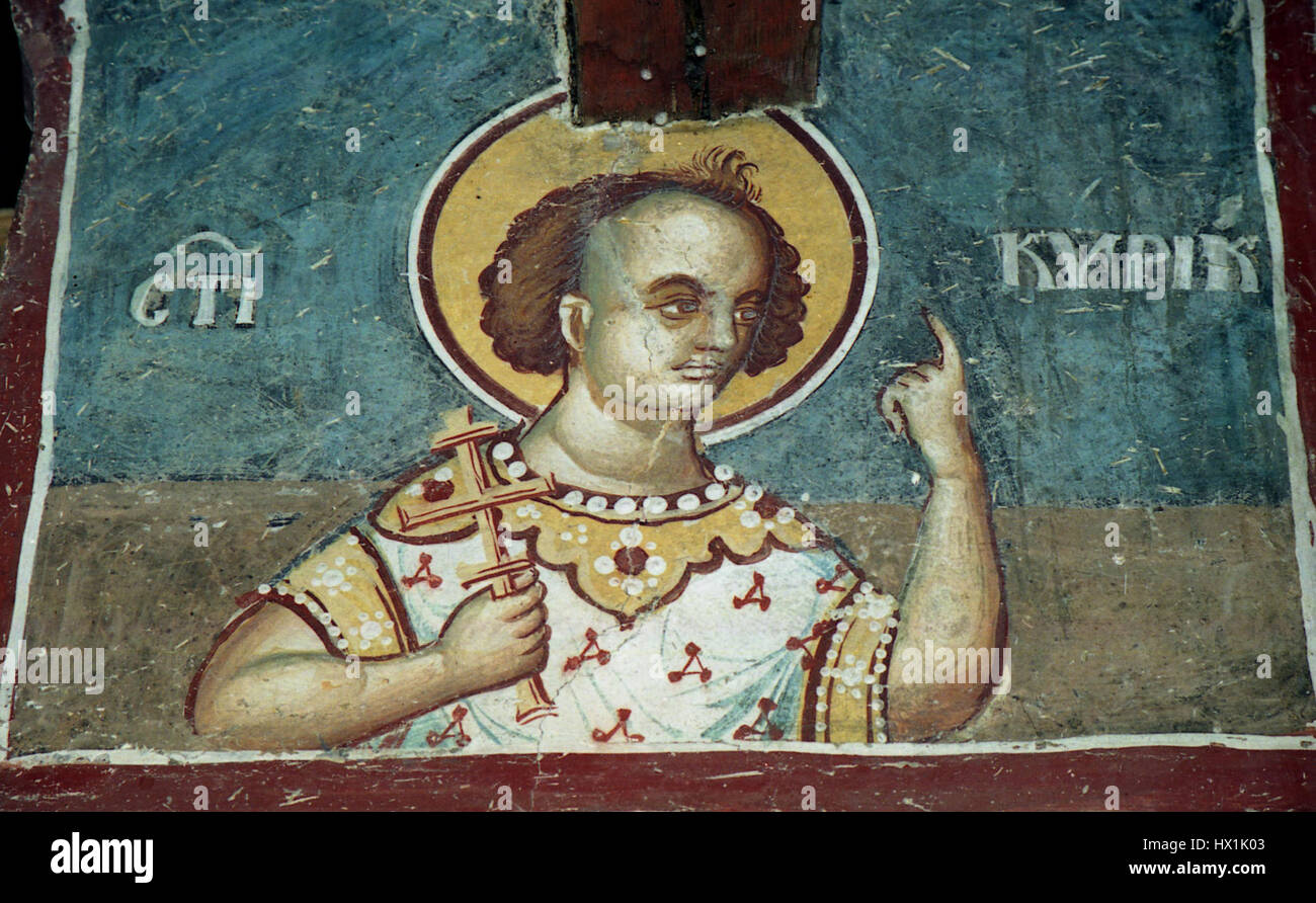 The frescoes from St. Nikita Church in Banjani depict religious scenes ...