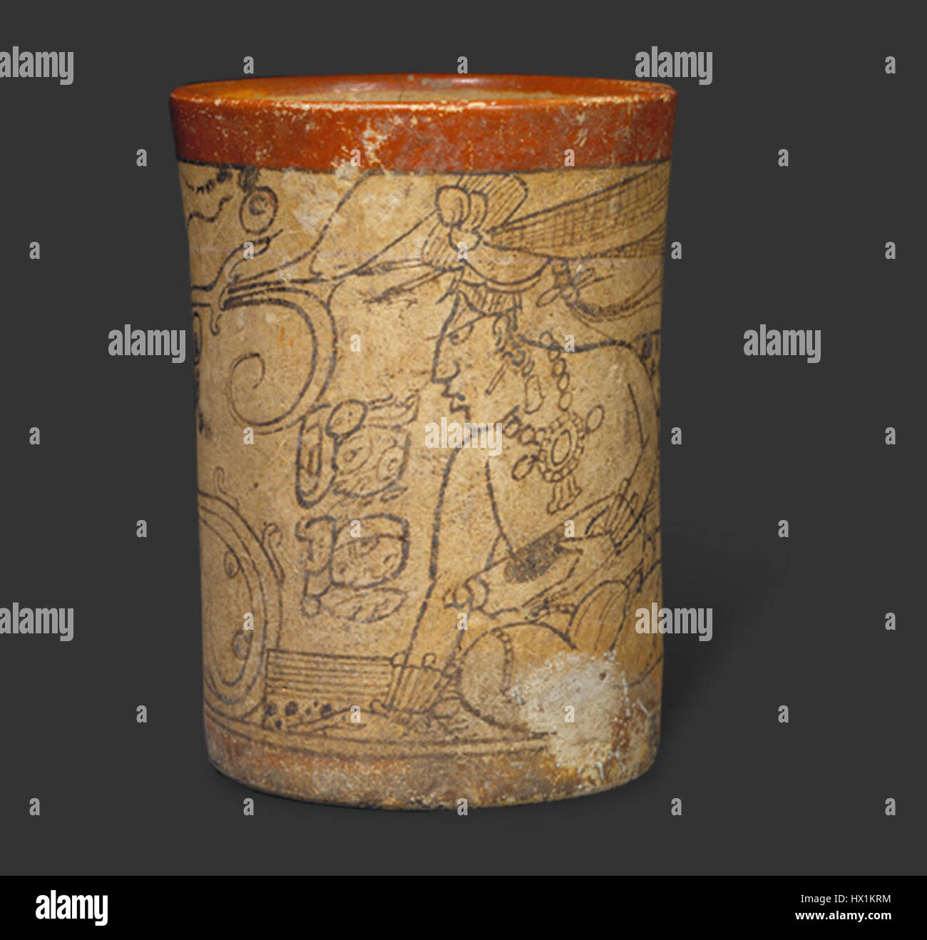 A Mayan vase in Codex style features intricate depictions of gods ...