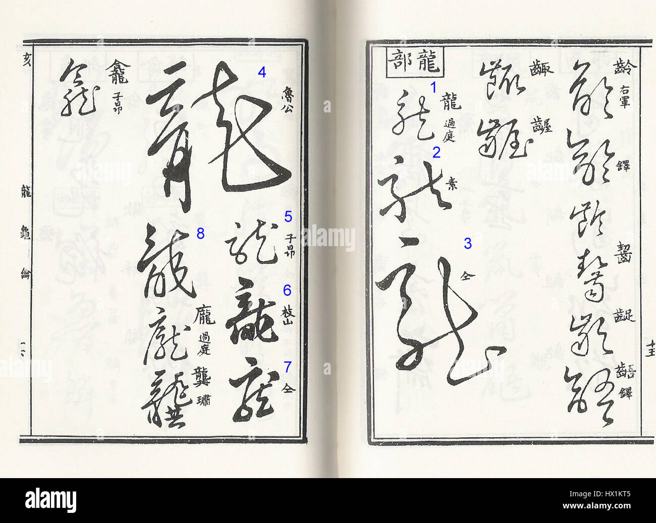 This refers to the depiction of cursive characters and a dragon, which ...