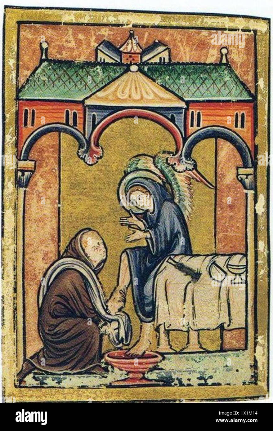 The depiction of St. Cuthbert with an angel is a religious artwork ...