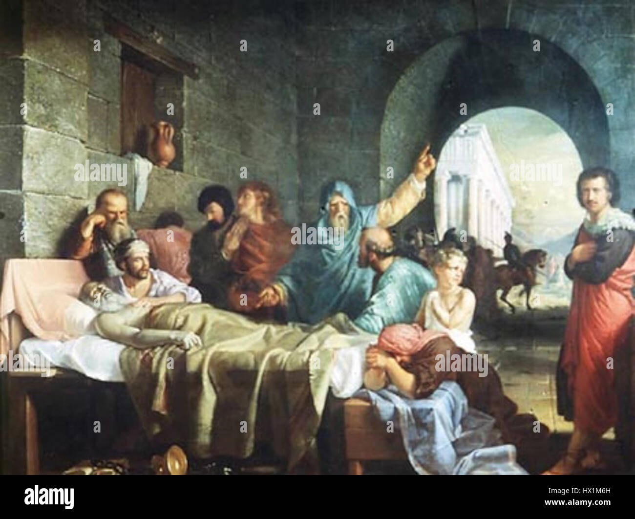 A painting by Daniel Hernandez depicting the classical scene of ...