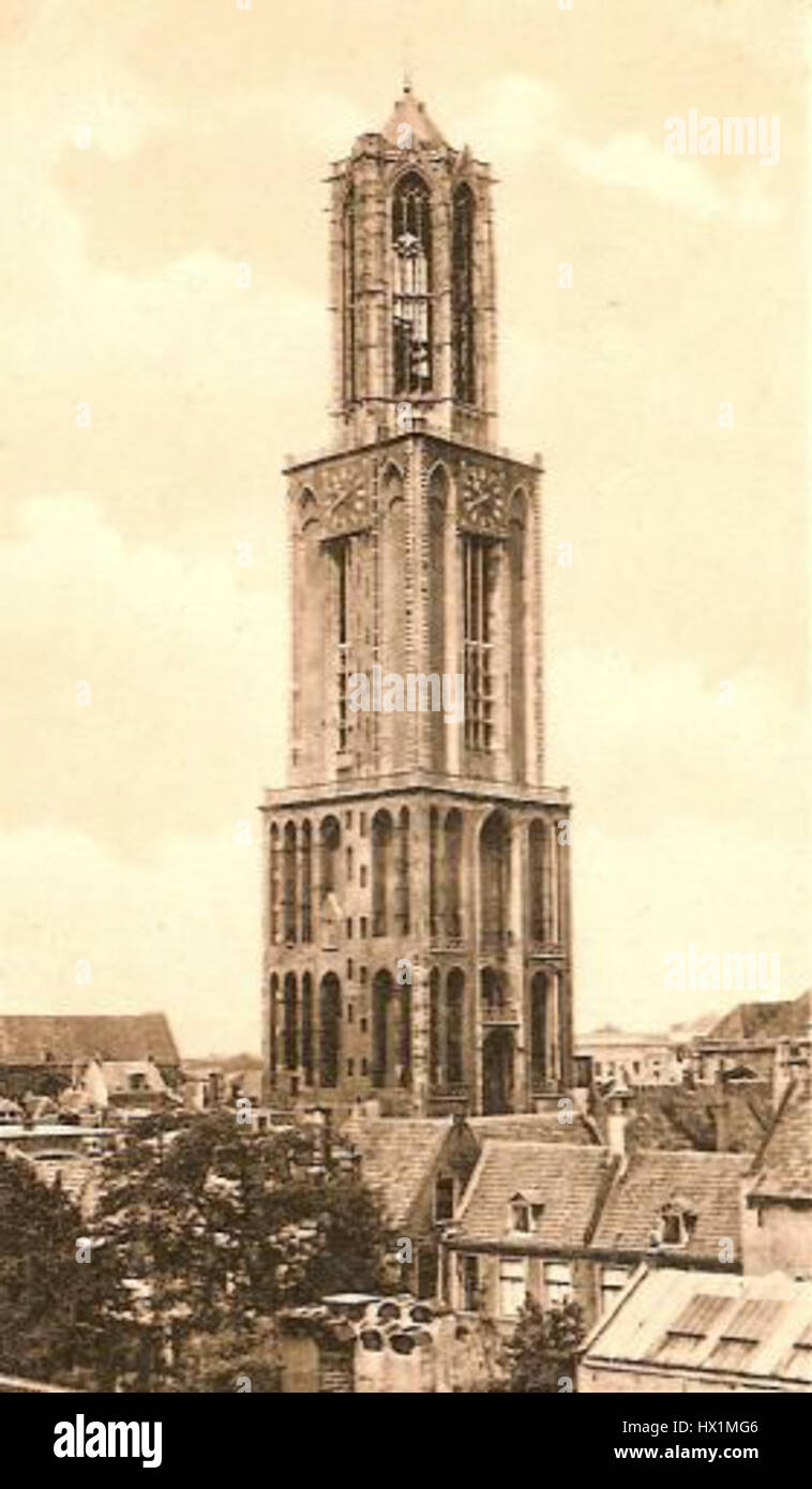 The Domtoren, or Dom Tower, in Utrecht, Netherlands, is depicted here ...