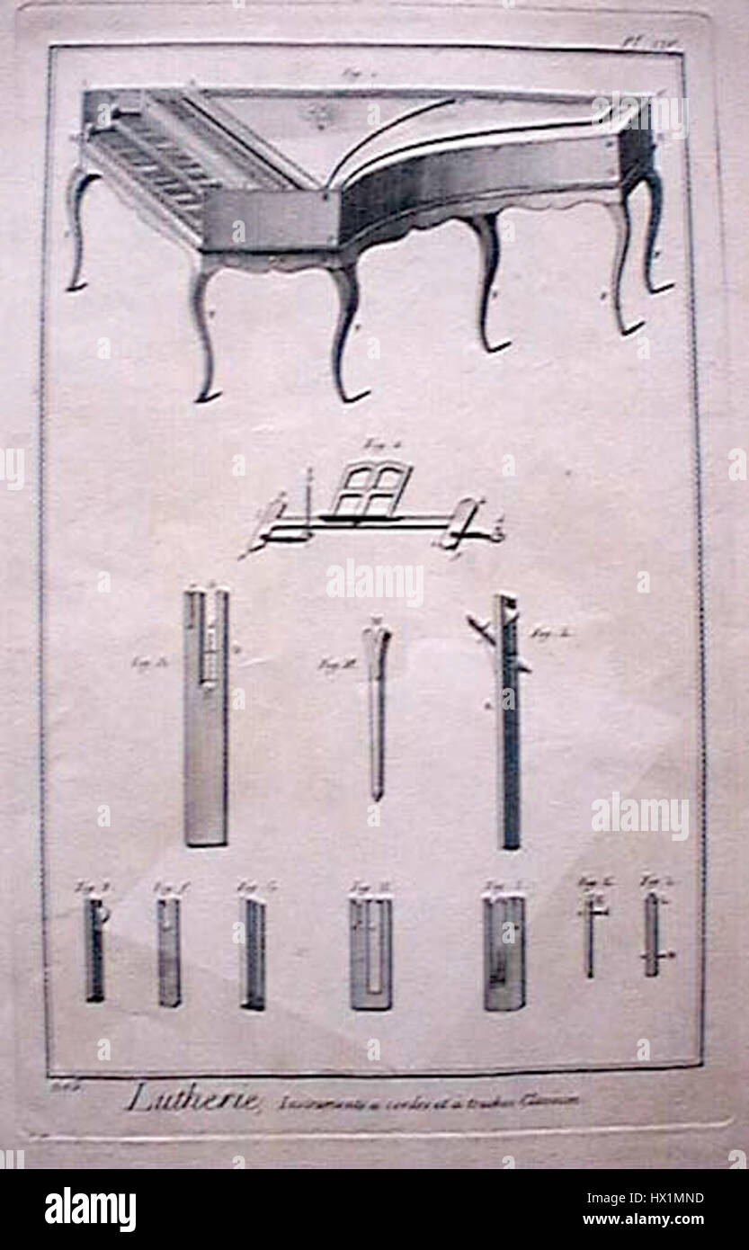 This drawing of a fortepiano captures the intricate design of the early ...