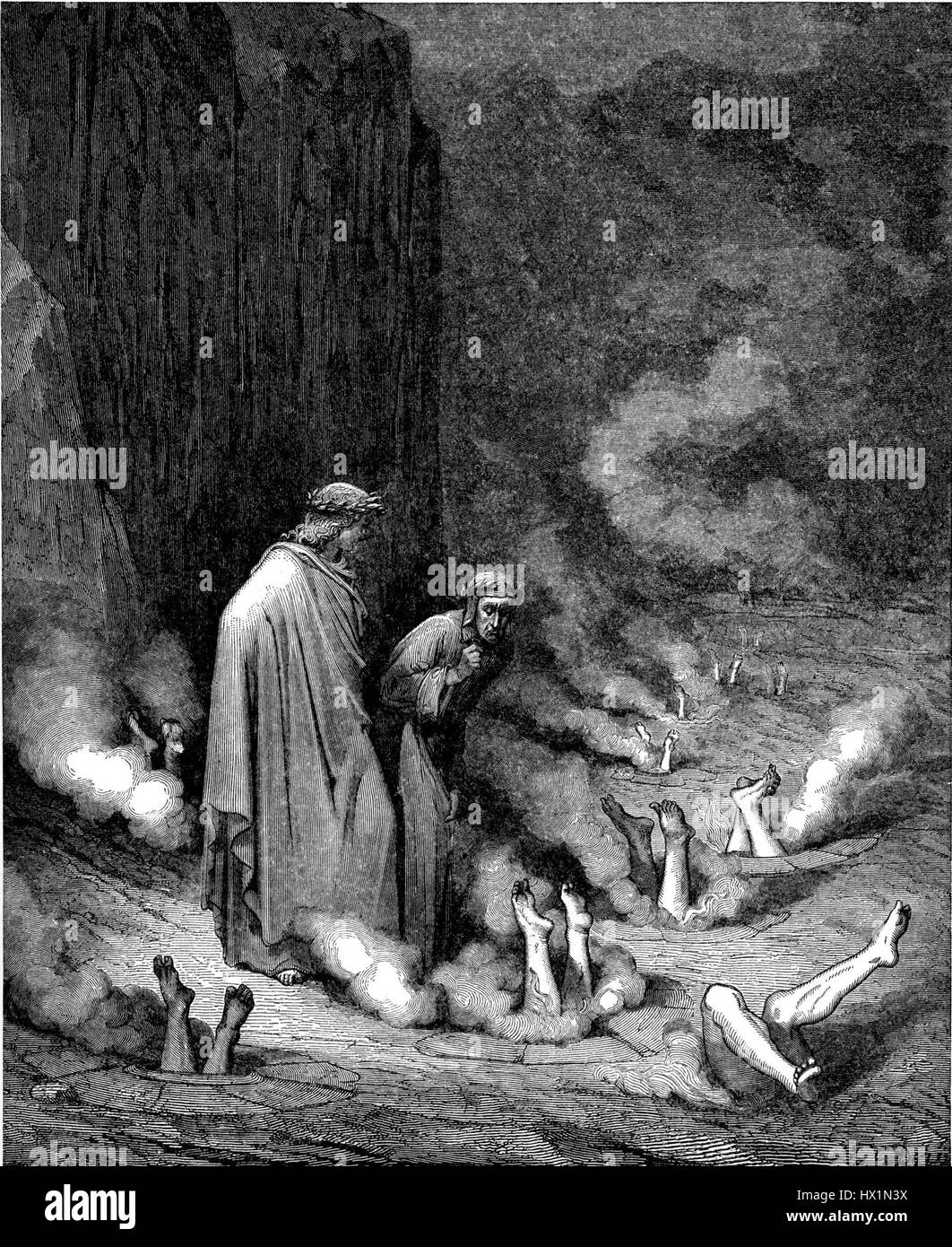 The painting 'Dvinferno Pope Nicholas III' portrays Pope Nicholas III ...