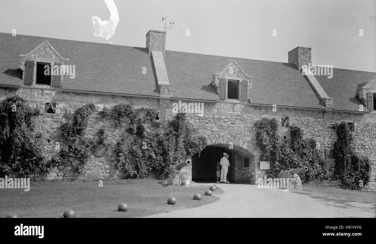 This image captures a detailed view of the exterior of Fort Ticonderoga ...