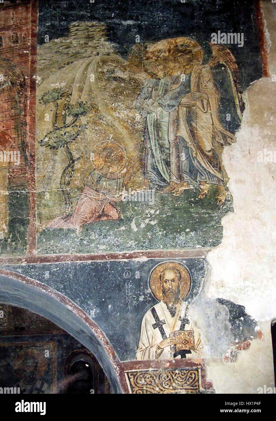 The frescoes in St. Sophia Church in Ohrid represent a significant example of Byzantine art ...