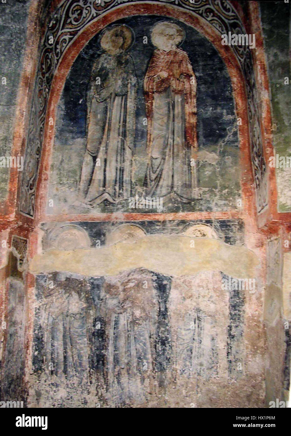 The frescoes in St. Sophia Church in Ohrid are significant examples of Byzantine art, depicting ...
