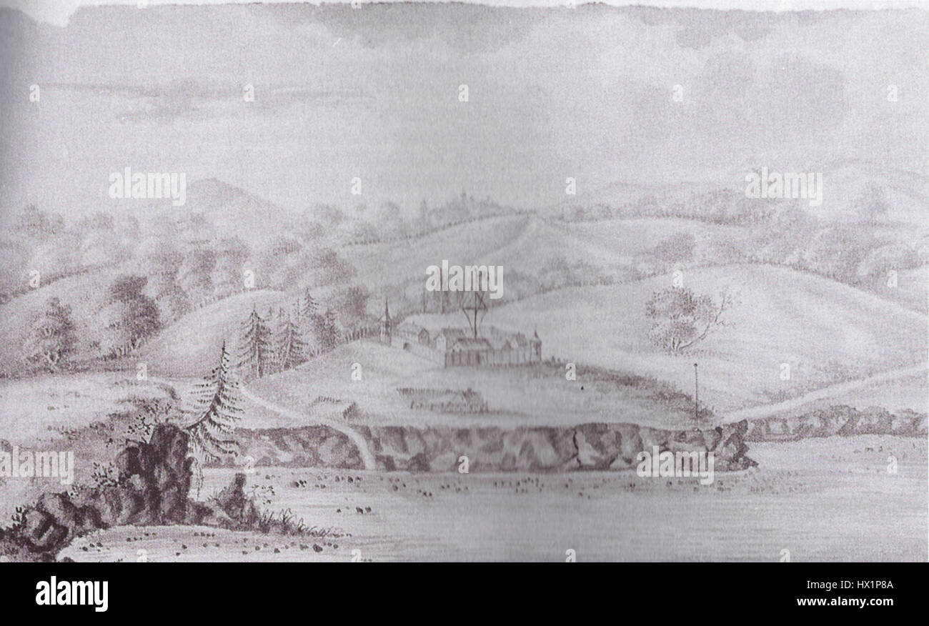 This painting of Fort Ross from 1817 is an early historical depiction ...