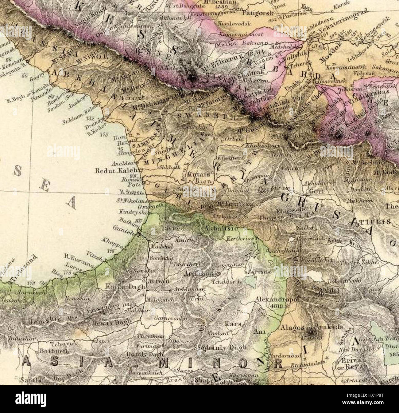 The map by Fullarton, A. & Co. from 1872 showcases the Caucasus and ...