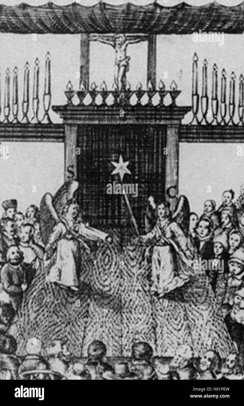 'Geistliches Spiel 1652' is an artwork that portrays a religious scene ...