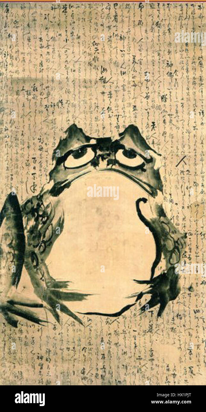 'Frog Getsuju' refers to a traditional Japanese artwork featuring a ...