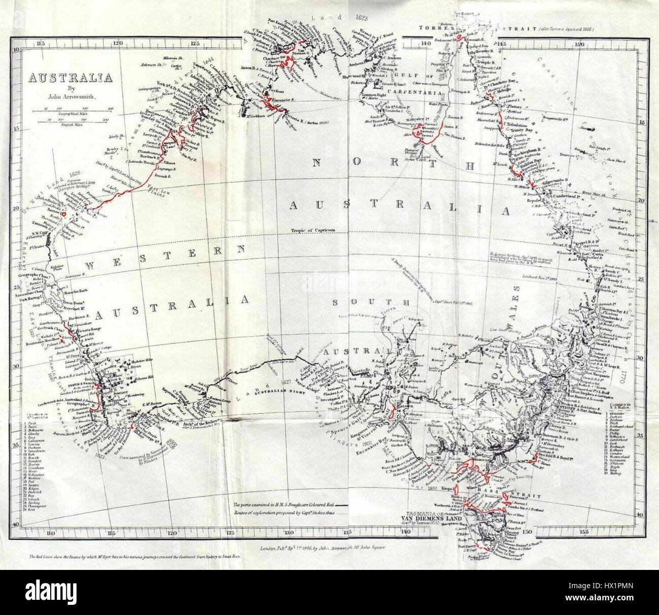 The 'General Chart of Australia' illustrates early European discoveries ...