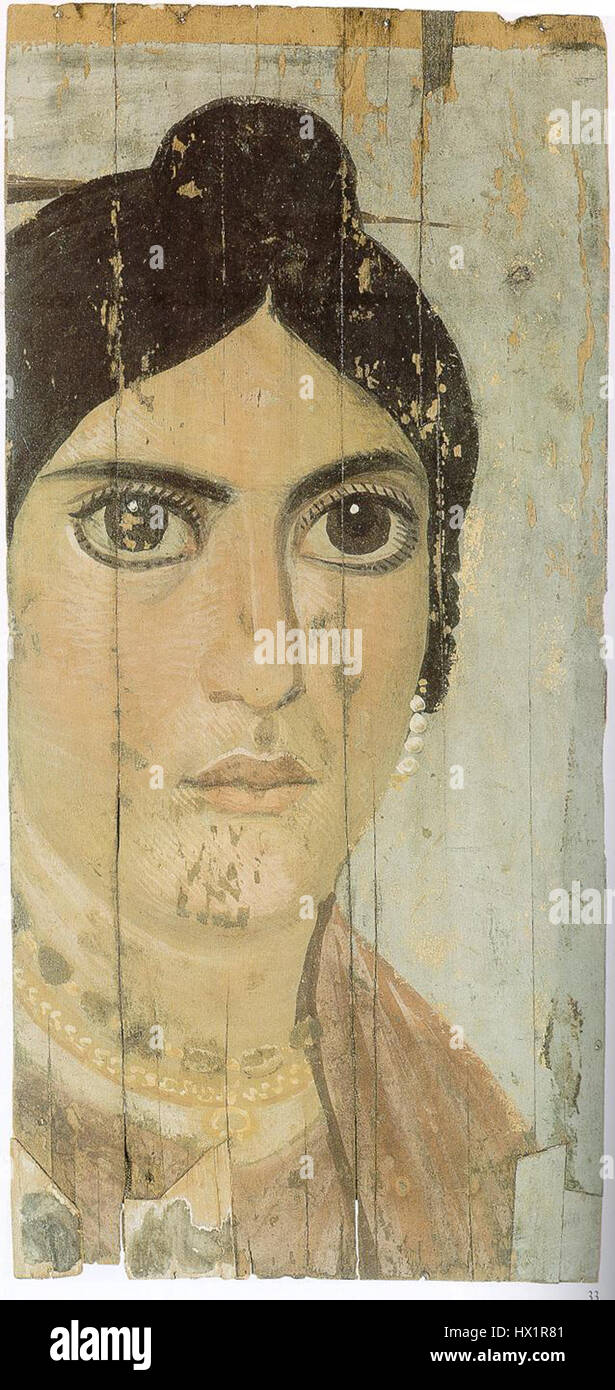The Fayum portrait (Fayum 23) is a detailed ancient Egyptian encaustic ...