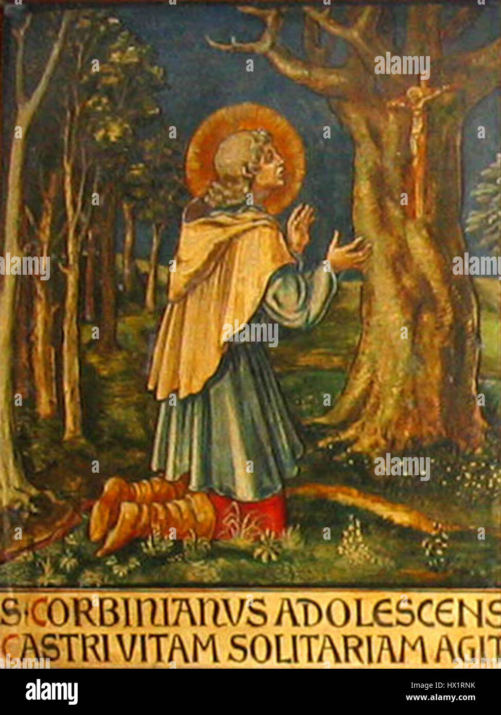 The 'Corbinian panel young' is a medieval religious artwork depicting ...