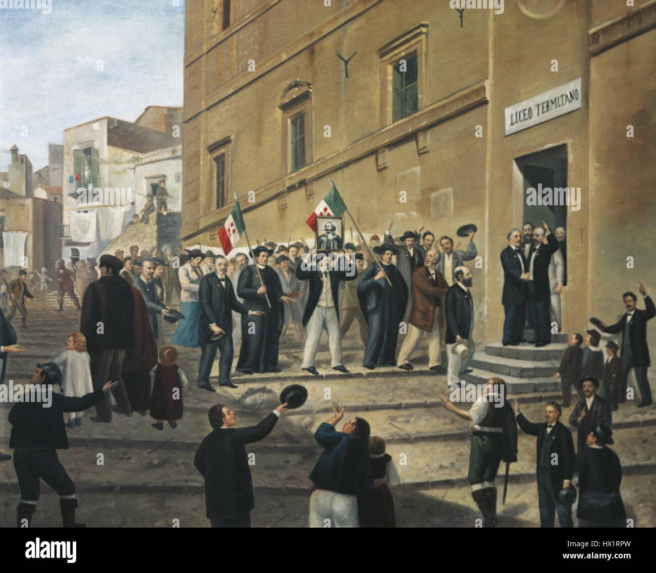 This historical scene depicts Giuseppe Garibaldi's supporters in ...