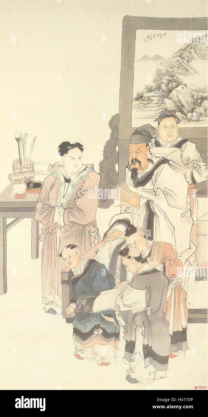 This artwork depicts Dou Yanshan, an ancient Chinese scholar, teaching ...