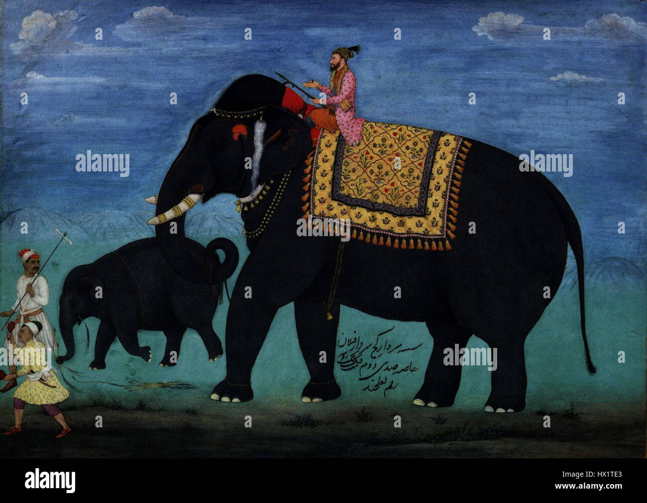 'Elefant und Jungtier aus dem Stall der Moghulkaiser' depicts an ...