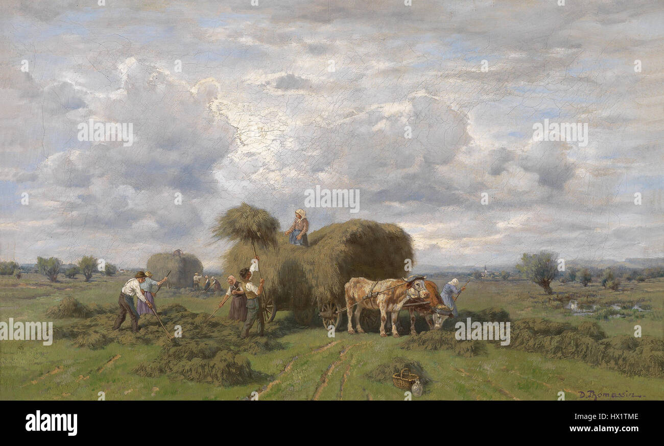 'Bei der Heuernte' by Désiré Thomassin depicts a rural scene of hay ...