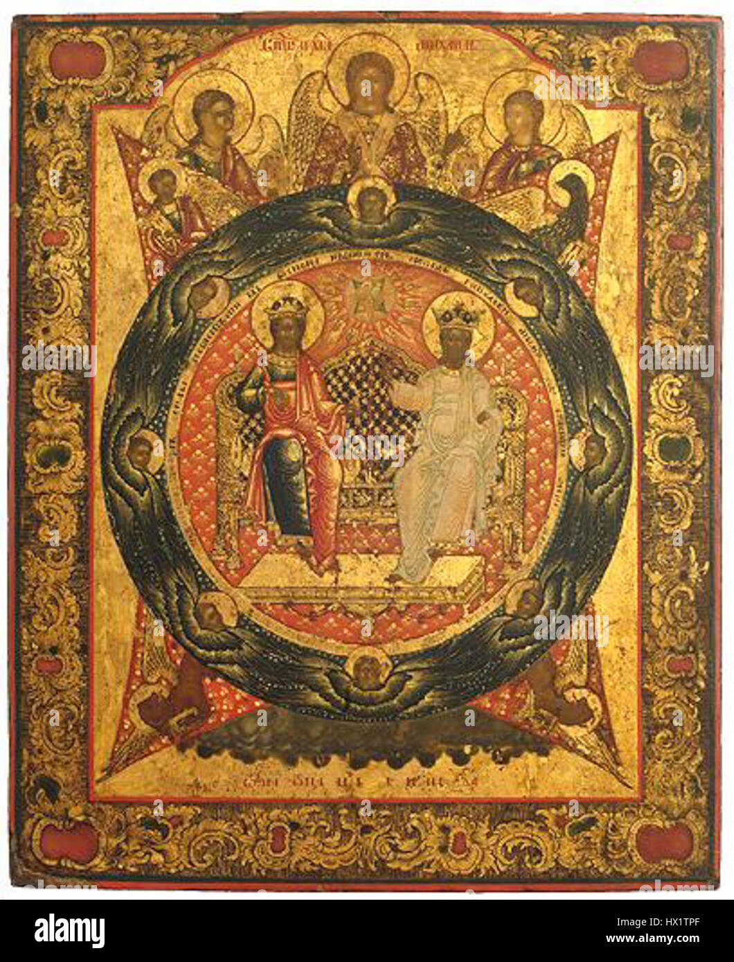 This 19th-century Russian icon depicts the enthronement of a religious ...