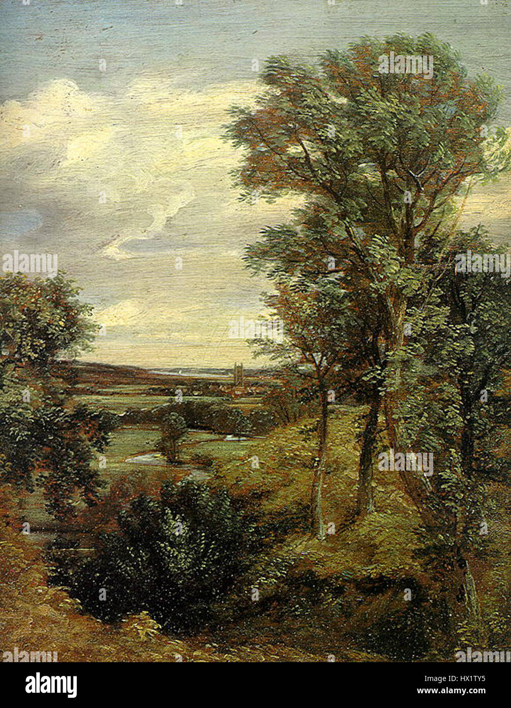 John Constable’s painting 'Deadham Vale' depicts a rural English ...