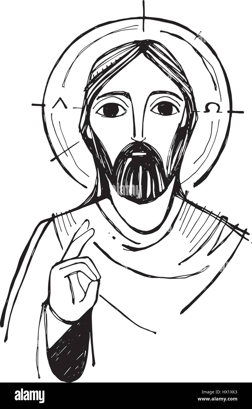 Hand drawn vector illustration or drawing of Jesus Christ Stock Vector ...
