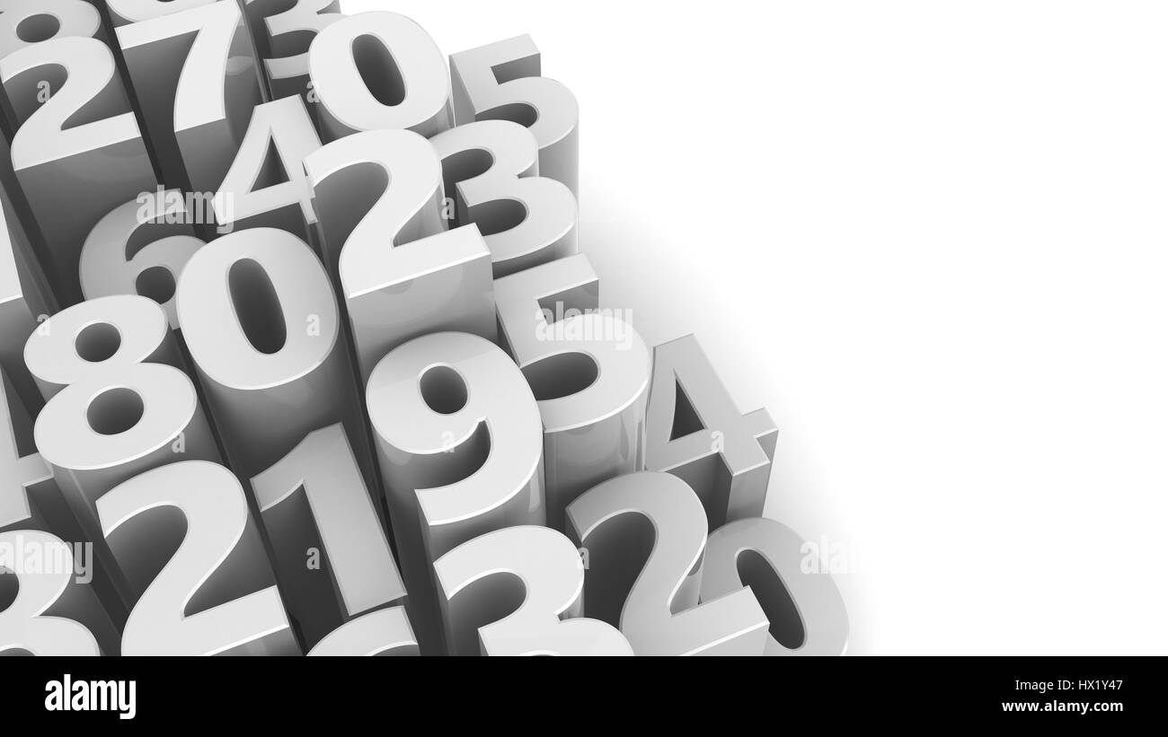abstract 3d illustration of numbers background, white color Stock Photo ...