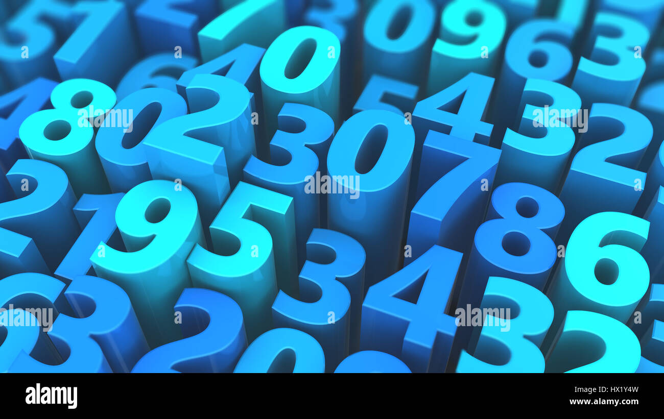 abstract 3d illustration of blue numbers background Stock Photo - Alamy