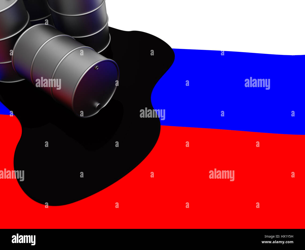 3d illustration of Russia flag damaged by oil waste Stock Photo - Alamy