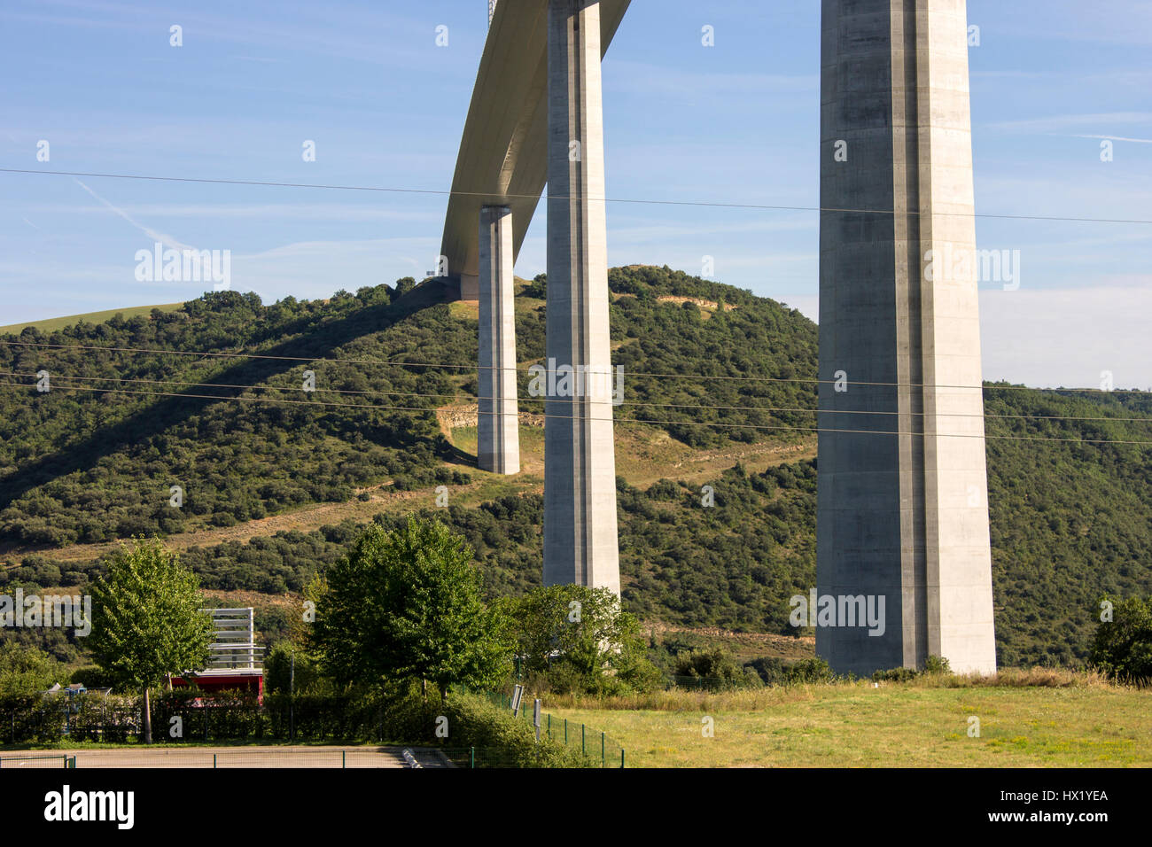 The Millau Viaduct, a cable-stayed bridge that spans the valley of the ...