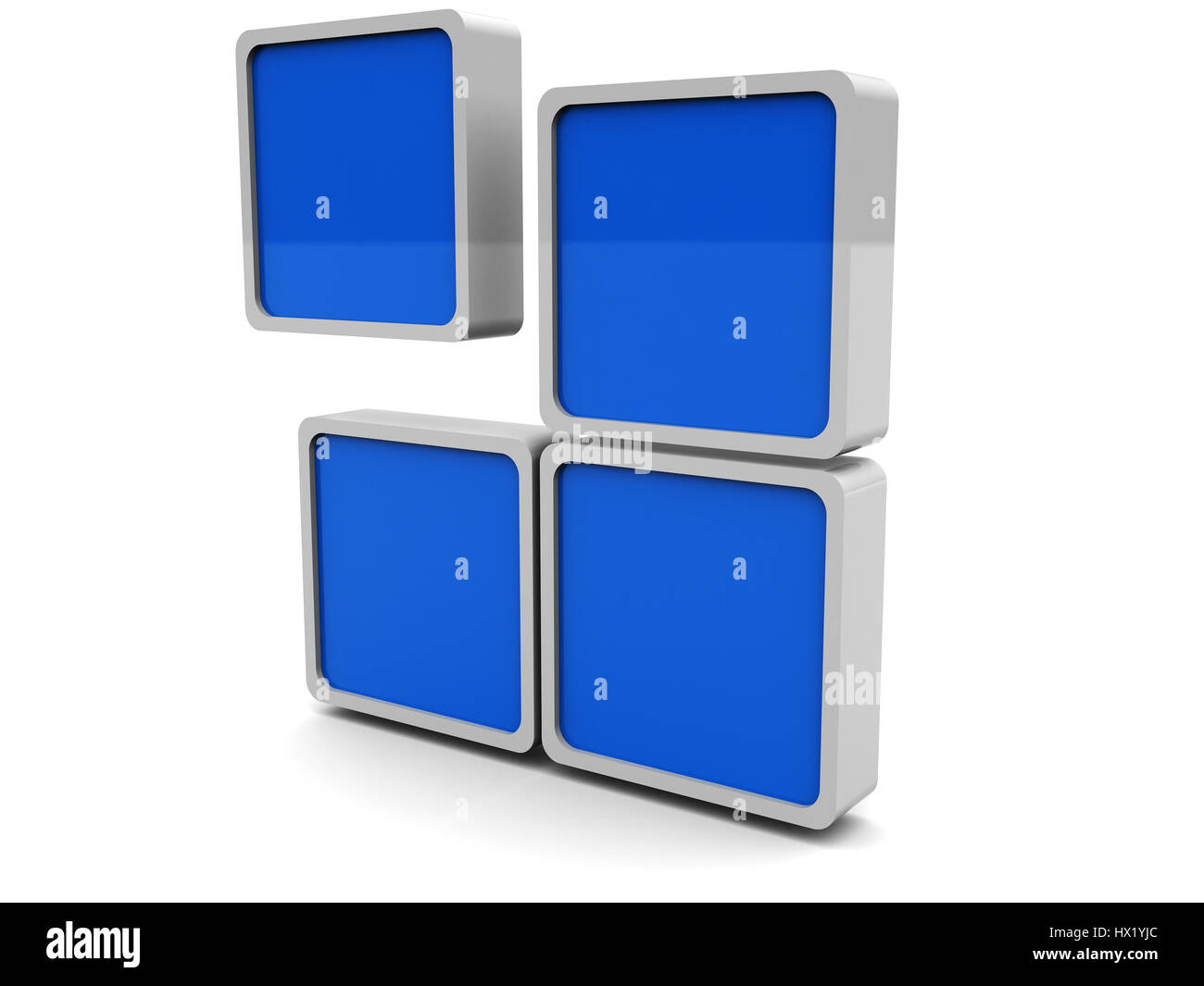 abstract 3d illustration of four rectangles structure over white Stock ...