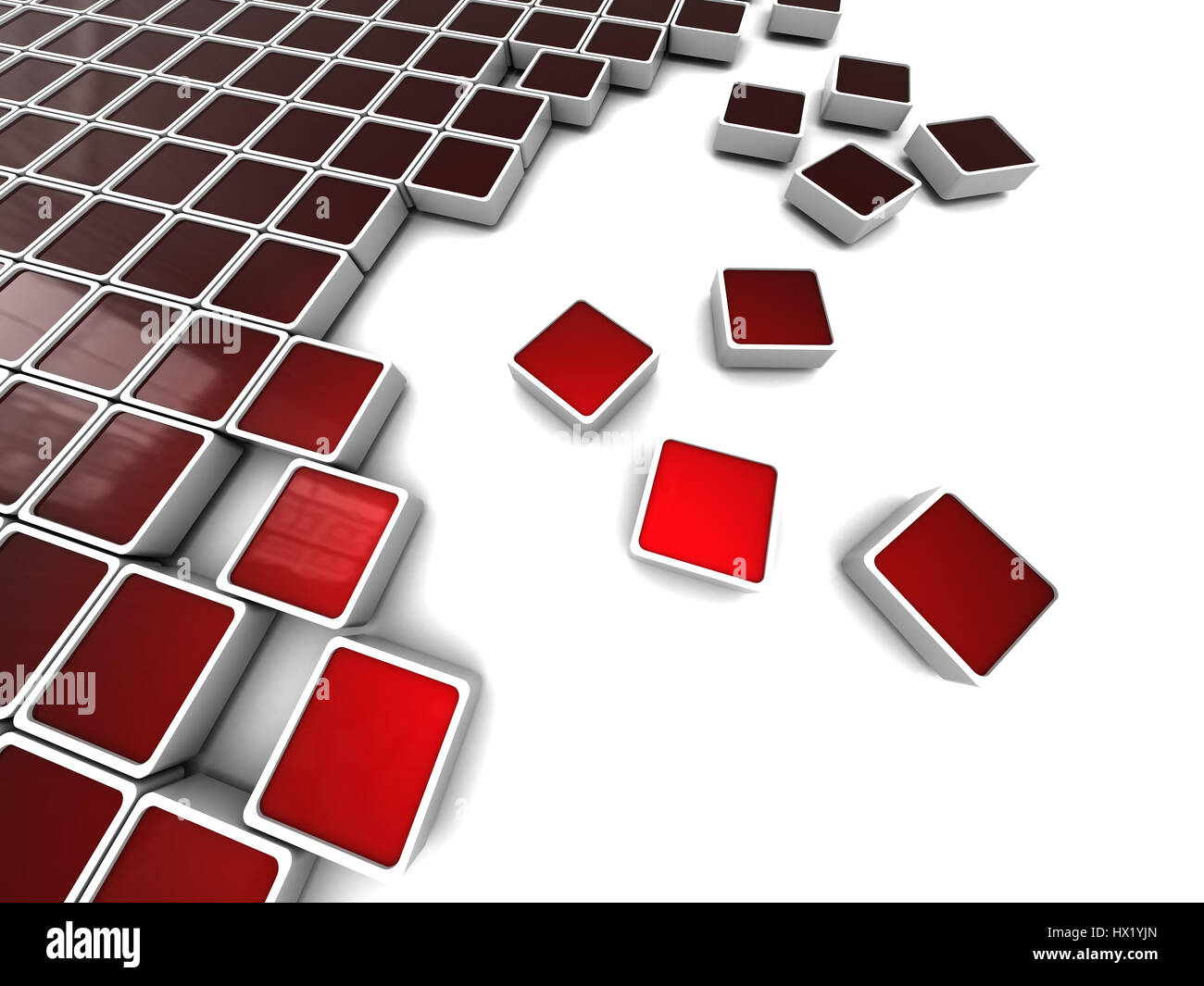 abstract 3d illustration of background with red blocks structure at ...