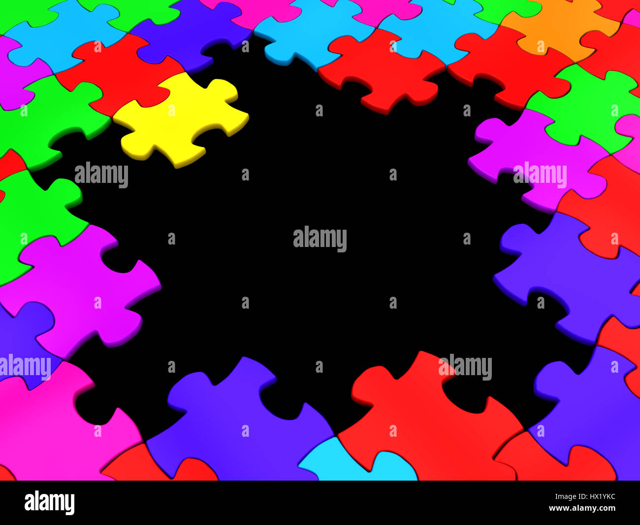 3d illustration of puzzle frame isolated over black background Stock ...