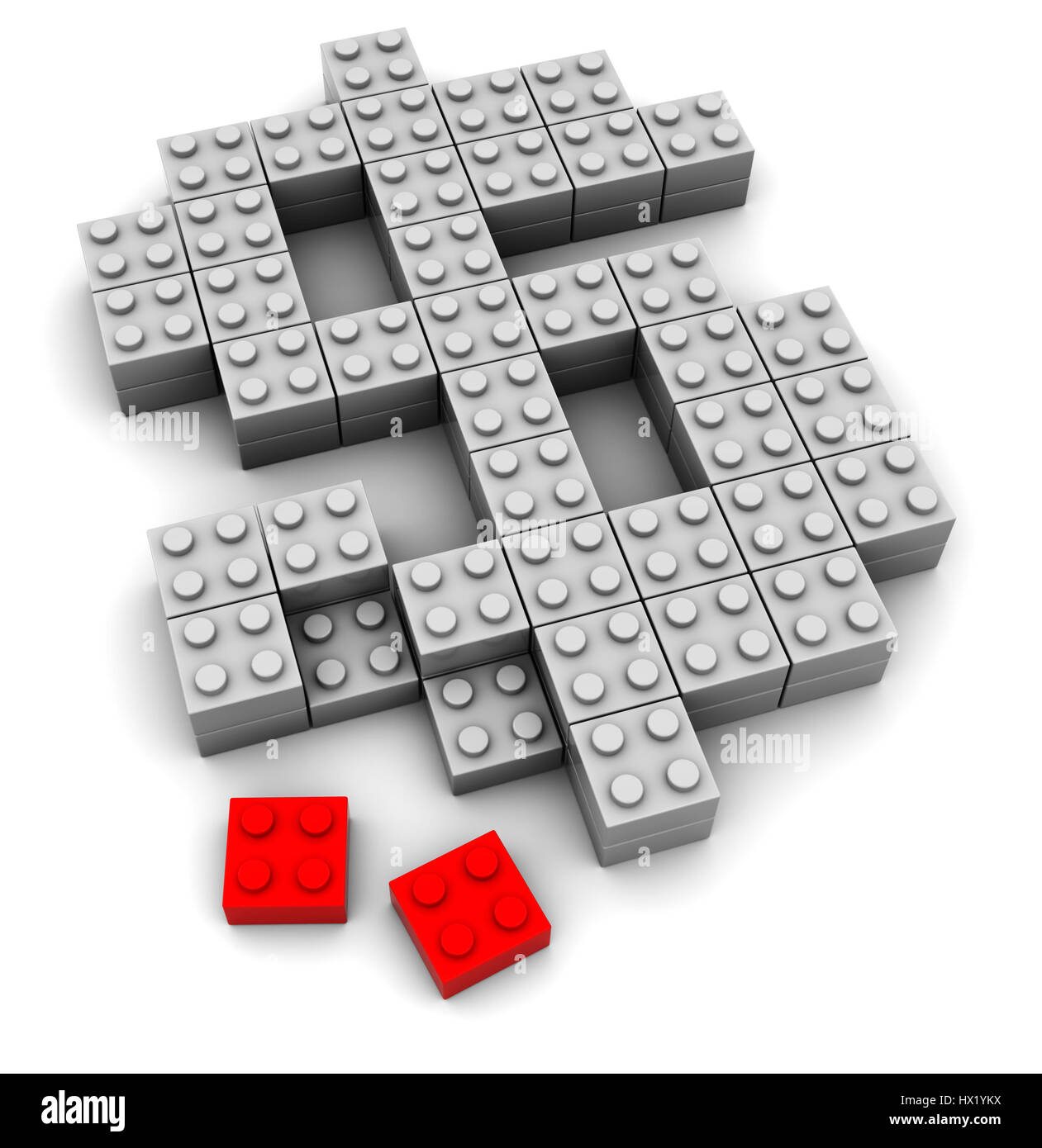 3d illustration of dollar sign construction with puzzle blocks Stock ...