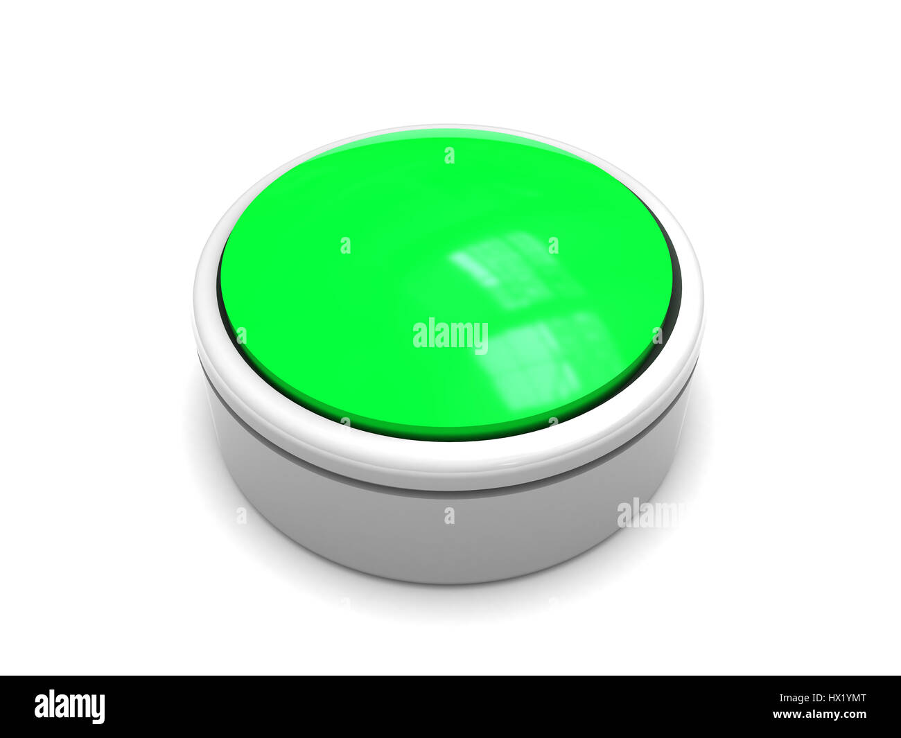 3d illustration of green button over white background Stock Photo - Alamy