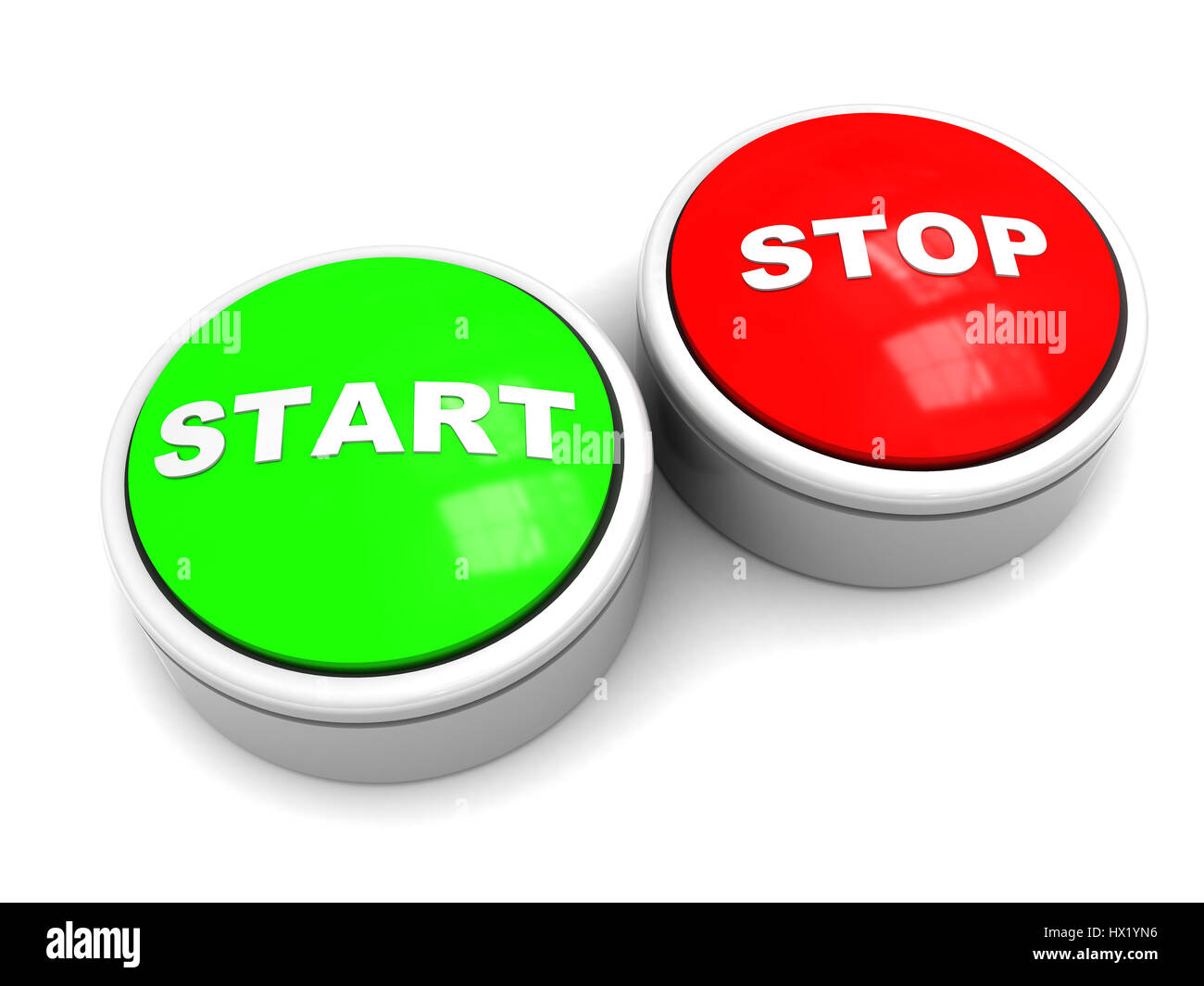 3d illustration of start and stop buttons over white background Stock ...