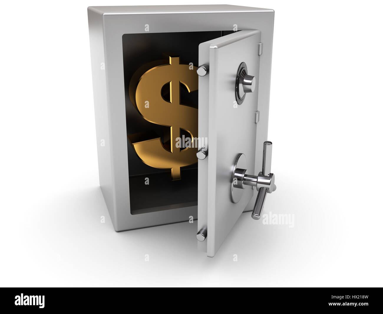 3d illustration of steel safe with dollar sign inside Stock Photo - Alamy