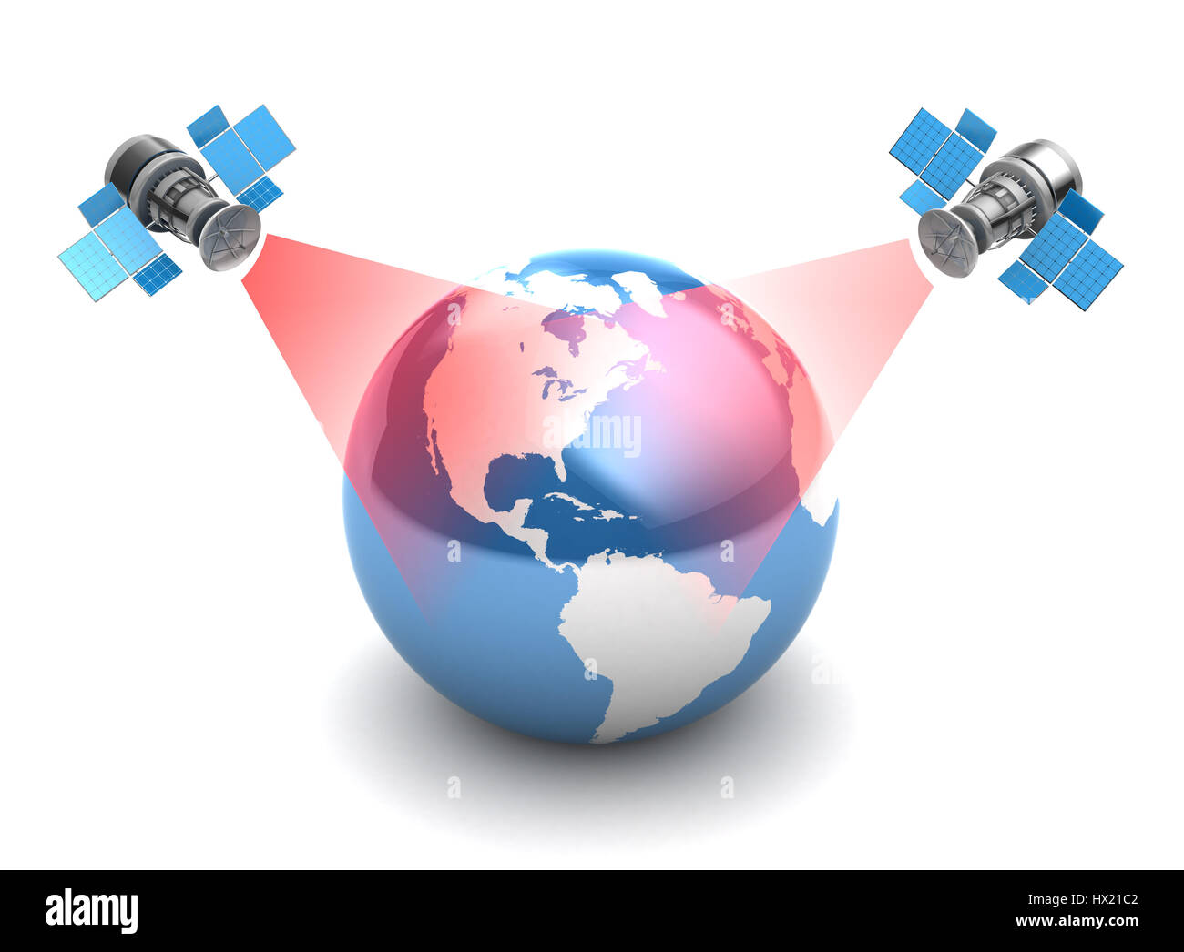 Map of earth with satellites Cut Out Stock Images & Pictures - Alamy