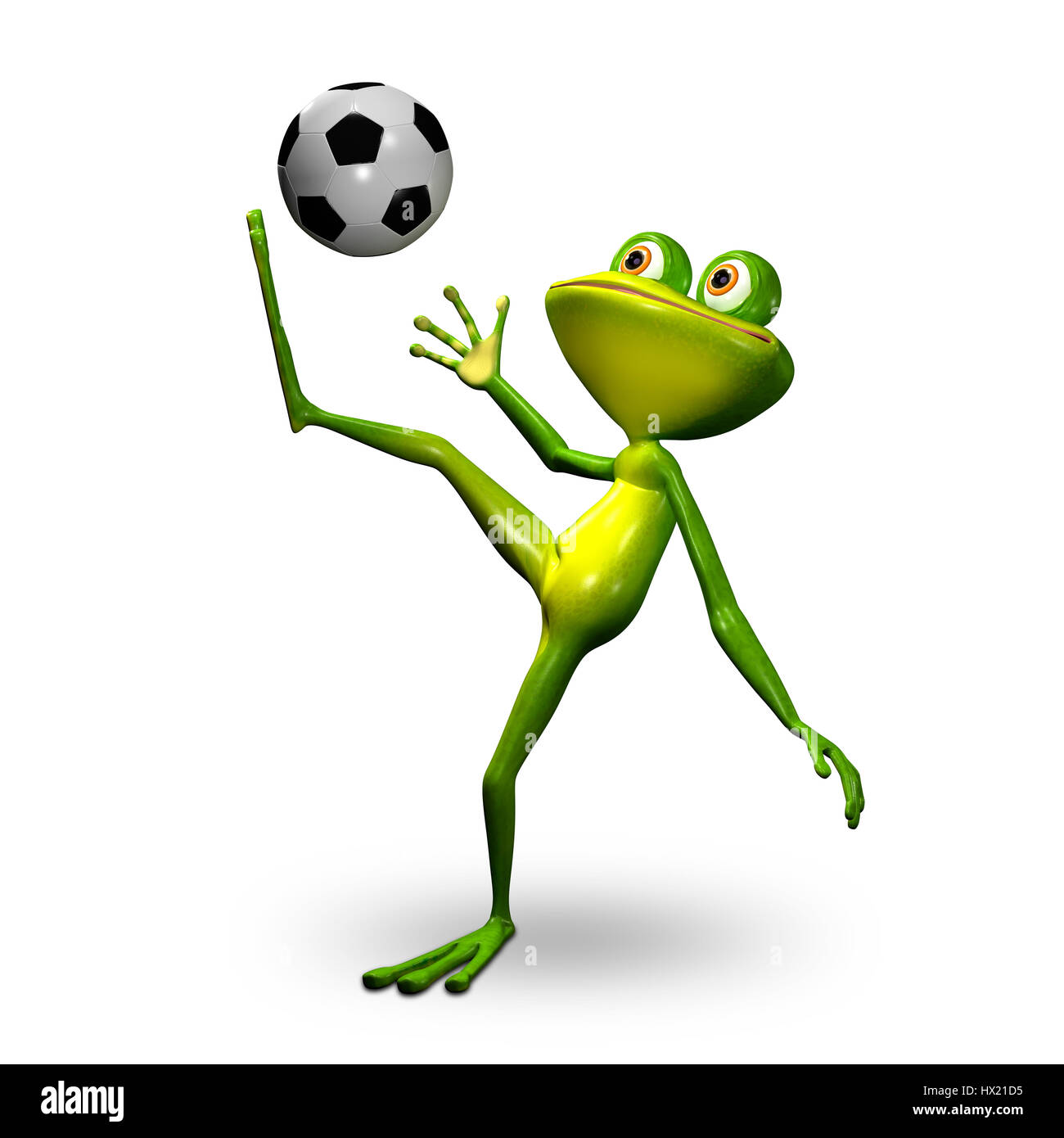 3d Illustration Green Frog with Soccer Ball Stock Photo - Alamy