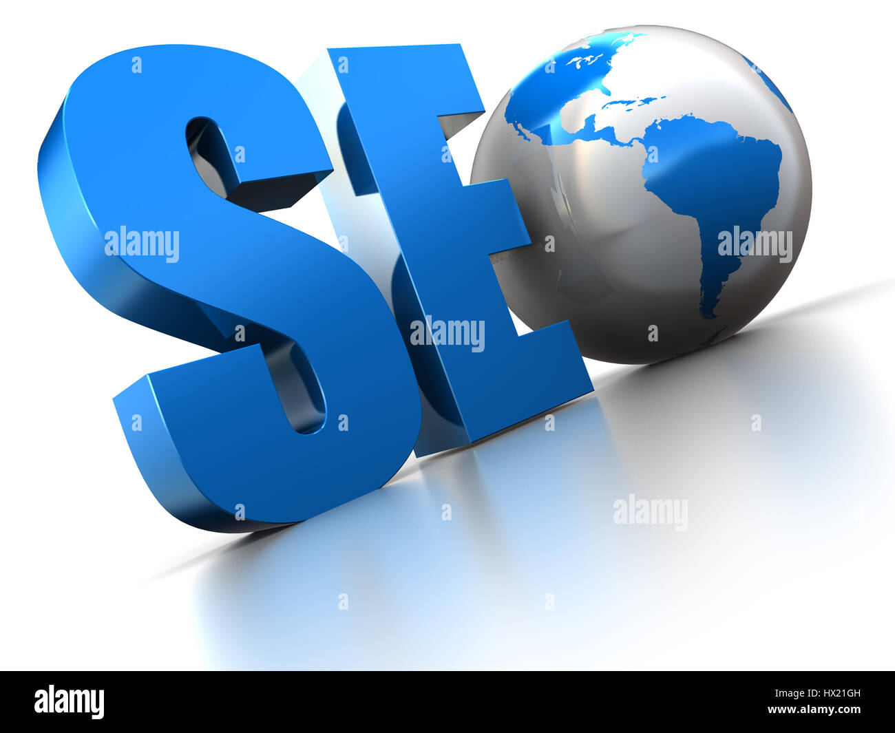 3d illustration of text 'SEO' with earth globe, search engine ...