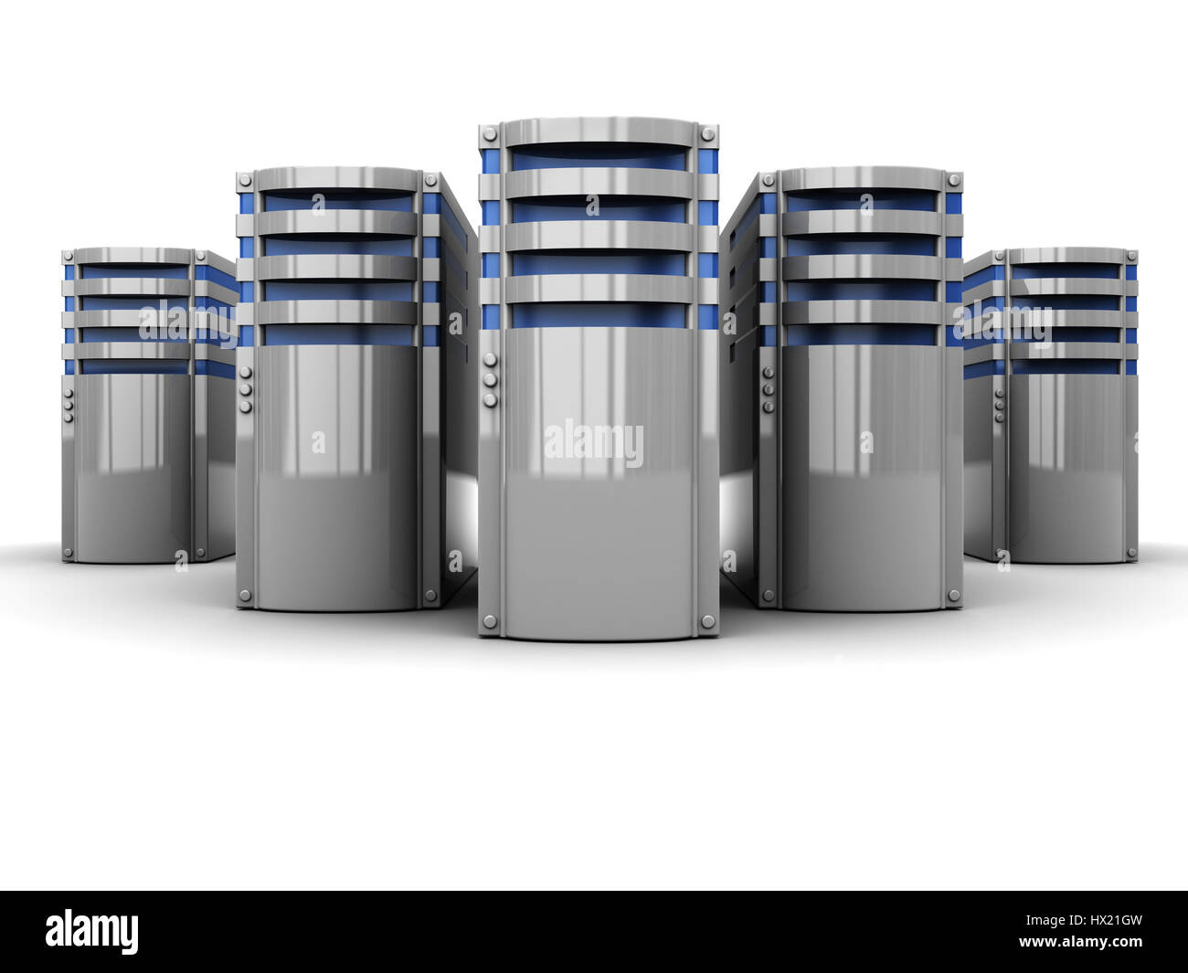 3d illustration of servers group over white background Stock Photo - Alamy