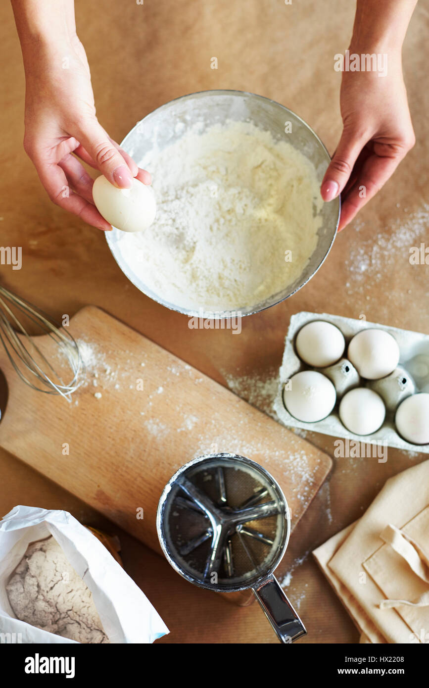 Ingredients and top view and hands hi-res stock photography and images ...