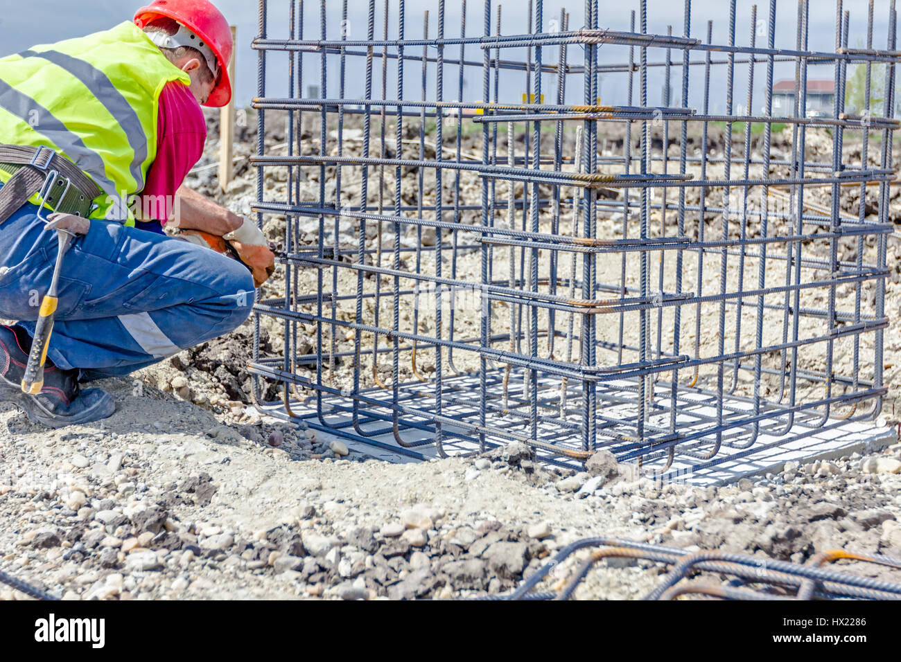 Basic profile made of bended and tied reinforcing rod in a square shape ...