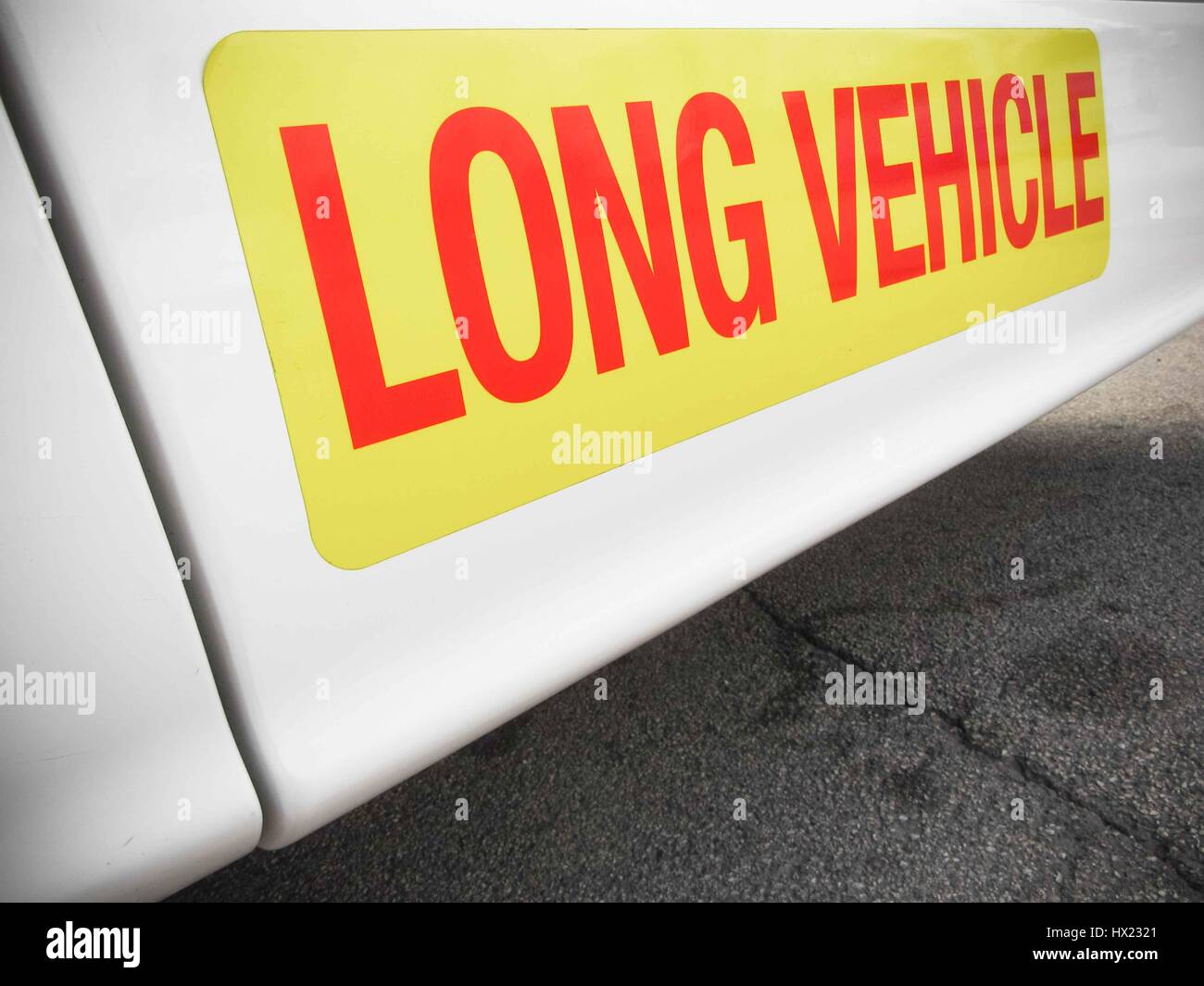 long vehicle label on the back side of a pubblic transport bus Stock ...