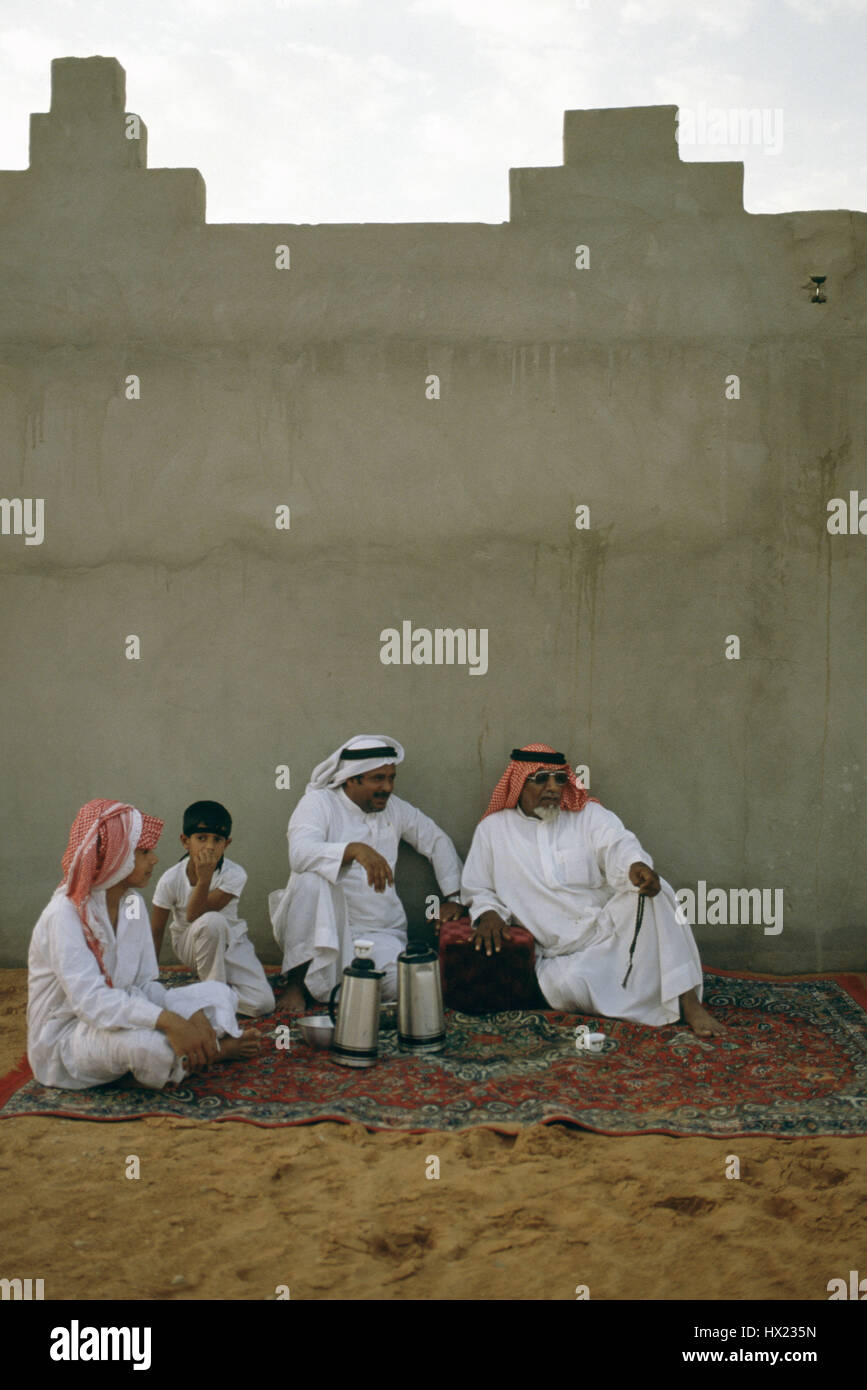 Riyadh Saudi Arabia -- Saudi's relax at their rest house in the desert ...