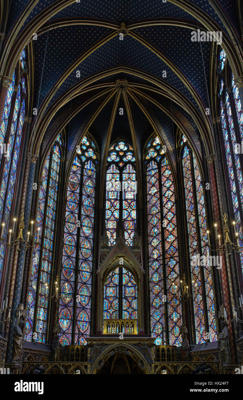 Stunning stained glass La Chappelle Paris Stock Photo - Alamy